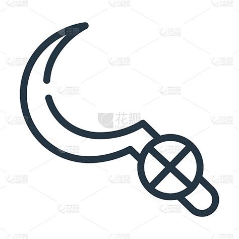 镰刀细线图标。农业、农场的线性图标从农场概念集孤立的轮廓符号。矢量插图符号元素的网页设计和应用程序。