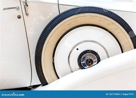 Spare Wheel Of Old Exclusive Luxury Rolls Royce Vintage Car Ckose Up