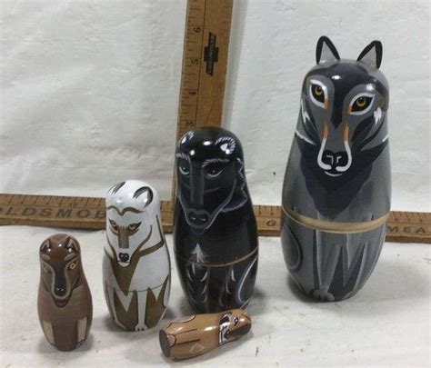Wolf Painted Nesting Dolls Sherwood Auctions