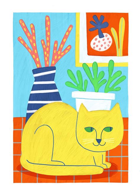 Le Chat Jaune Tirages D Art Illustration
