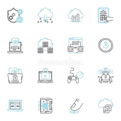 Confidential Data Linear Icons Set Privacy Encryption Security Access Sensitive Protection