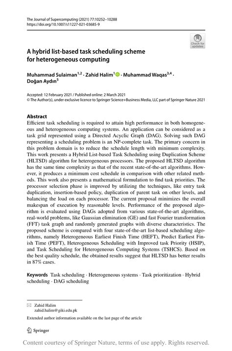 A Hybrid List Based Task Scheduling Scheme For Heterogeneous Computing Request Pdf