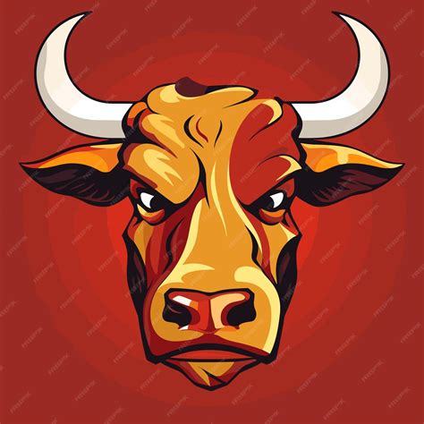 Premium Vector Bull Head In Flat Cartoon Style Illustration Avatar