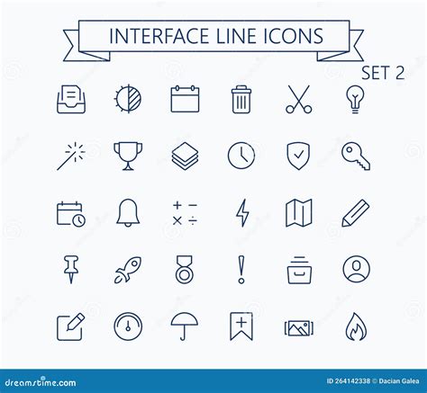 User Interface Line Mini Icons Set 2 Editable Stroke 24 Px Stock Vector Illustration Of Sign