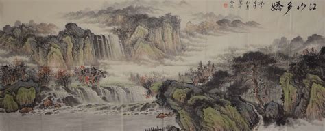 国家一级美术师 贾光明绘八尺山水画江山多娇 真迹贾光明字画工作室