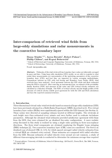Pdf Inter Comparison Of Retrieved Wind Fields From Large Eddy