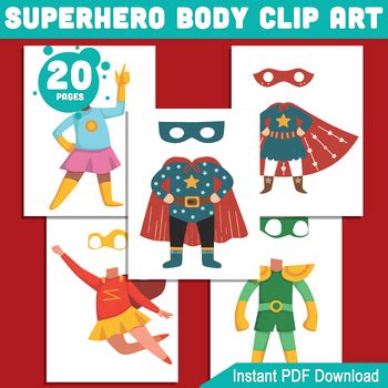 Superhero Body Cutout Clip Art Add Your Own Face For A Customizable