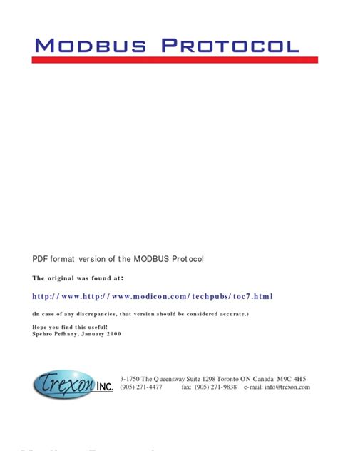 Modbus Protocol Pdf