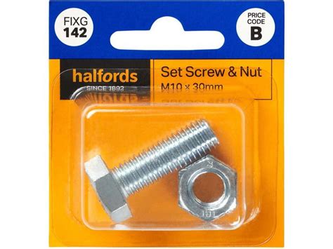 Halfords Set Screws And Nuts M10 X 30mm Fixg142 Halfords Uk