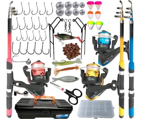 Kit Pesca Completo 3 Vara Telescopica 3 Molinete Itens