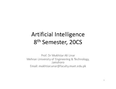 Ai Chapter 1 Introduction Artificial Intelligence 8 Th Semester 20cs