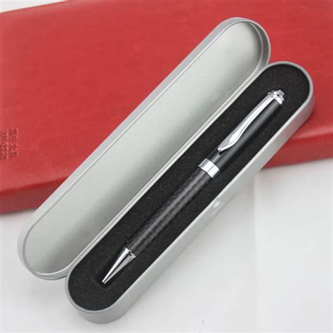 Nice Carbon Fiber Veins Stainless Steel Pen Rotating Metal Ballpoint