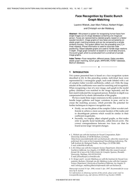 Face Recognition By Elastic Bunch Graph Matching Ee T220 Docsity