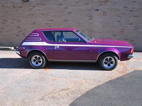 Purple Amc Gremlin Parked In Front Of Brick Wall
