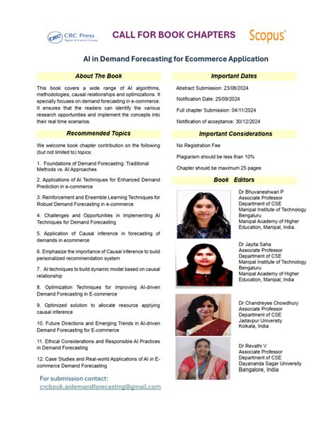 Call For Book Chapter Ai In Demand Forecasting For E Commerce