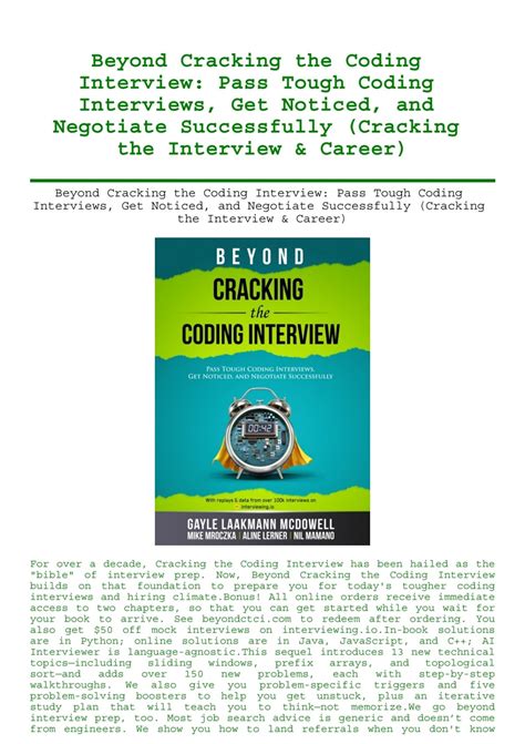 Pdf Beyond Cracking The Coding Interview Pass Tough Coding Interviews Get Noticed And Negotiate