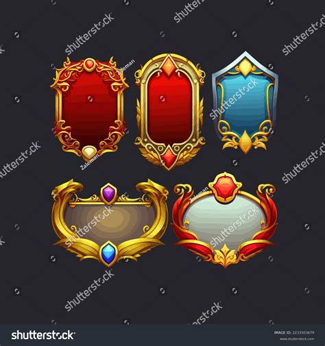 medieval game menu frames ui elements stock vector royalty free