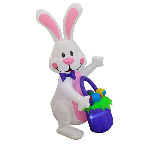 National Tree Company 48 In Inflatable Waving Easter Bunny 4 Ft