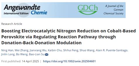 楚凯斌 王朔 翁波 苏宝连院士《angew Chem Int Ed 》：通过给体 反馈给体调节机制调控反应路径，提升钴基钙钛矿的电催化氮还原性能 材料牛