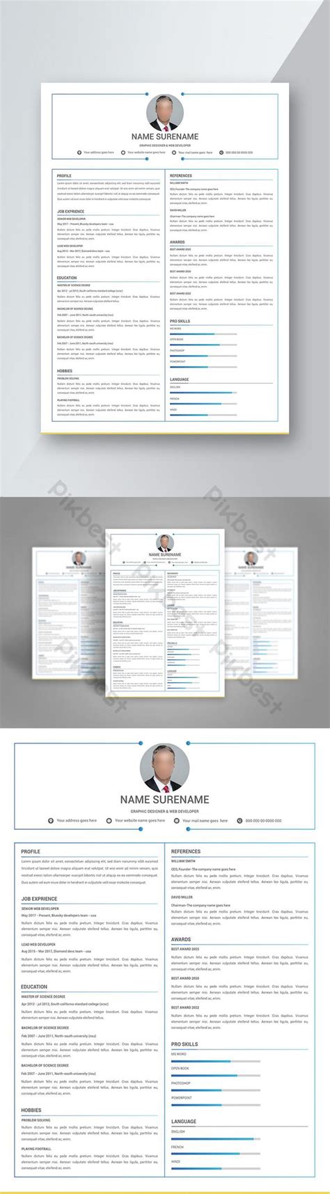 Minimalist Modern Professional Resume Psd Template Psd Free Download