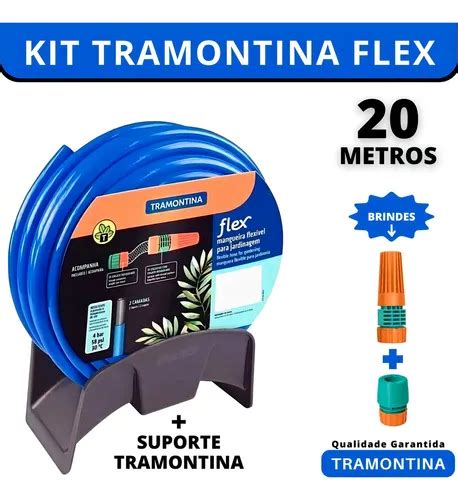 Mangueira Quintal Tramontinaflex Azul 20 Metros Suporte MercadoLivre