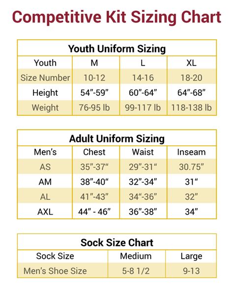 Youth Size Chart For Soccer Uniforms At David Modzelewski Blog