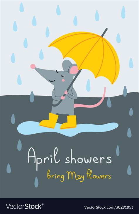 April Showers Bring May Flowers Card Royalty Free Vector