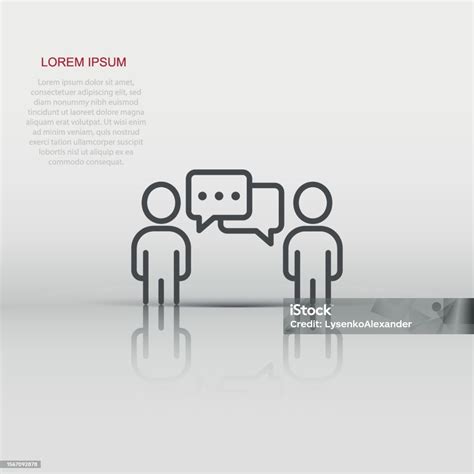 플랫 스타일의 음성 거품 아이콘을 가진 사람들 흰색 격리 된 배경에 채팅 벡터 그림 스피커 대화 비즈니스 개념입니다 Brand Name Online Messaging