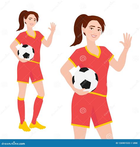 Молодой женский футболист Associaton в Sportswear стоя и держа