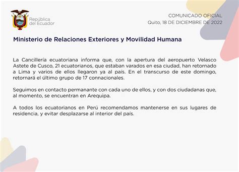 Visión TV on Twitter País ATENCIÓN Cancillería informa que los ecuatorianos que