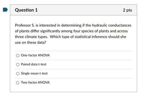 SOLVED Question 1 2 Pts Professor S Is Interested In Determining If