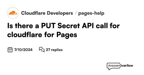 Is There A Put Secret Api Call For Cloudflare For Pages Cloudflare
