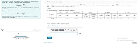 solved part c maximum distributed load determine the