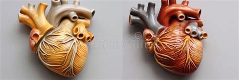 Colorful Anatomical Heart Models Highlighting Vascular Details And Arterial Pathways Stock