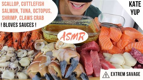 Huge Asmr Mukbang Crab Octopus Salmon Raw Cuttlefish Scallop