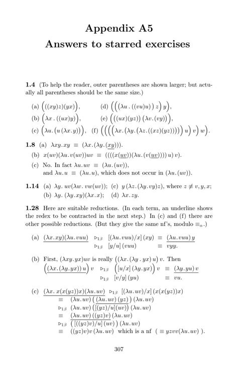 Answers To Starred Exercises Appendix A5 Lambda Calculus And