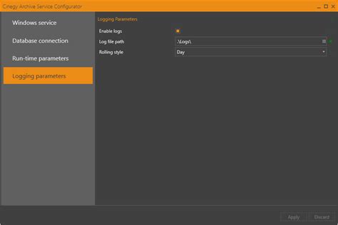 Logging Parameters Cinegy Open