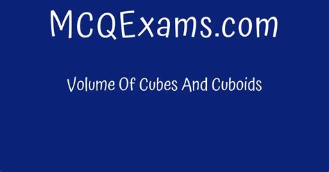 Volume Of Cubes And Cuboids Solution