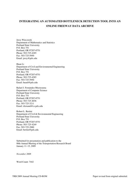 Pdf Integrating An Automated Bottleneck Detection Tool Into An Online Freeway Data Archive