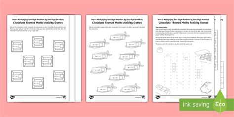 Year Multiplying Two Digit Numbers By One Digit Numbers Chocolate Themed