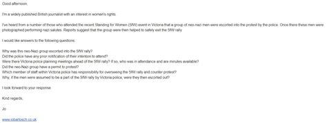 Jo Bartosch On Twitter Just Sent To Victoriapolice Looking Forward To The Response T
