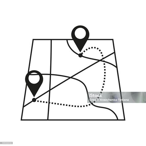 ピン付きのマップアイコンパスピン付きの地図上の道路ベクターイラスト アイコンのベクターアート素材や画像を多数ご用意 アイコン