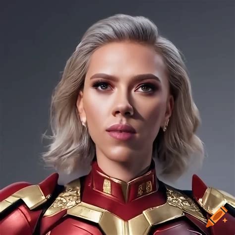 Portrait Of A Futuristic Woman With Red And Gold Armor On Craiyon