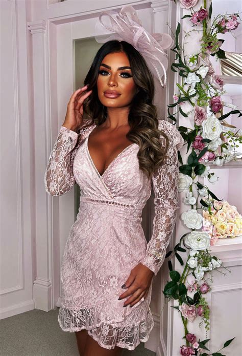 Ladylike Luxe Blush Pink Long Sleeve Lace Mini Dress Pink Boutique