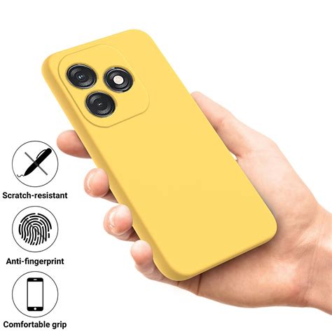 For Tecno Spark 20 Solid Color Liquid Silicone Dropproof Full Coverage Protective Case Yellow