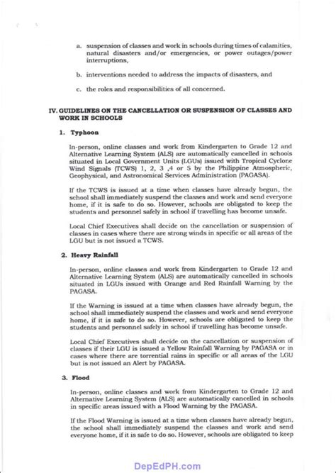 Deped Order Series Of Suspension Of Classes Due To Disasters And Calamity Deped Ph