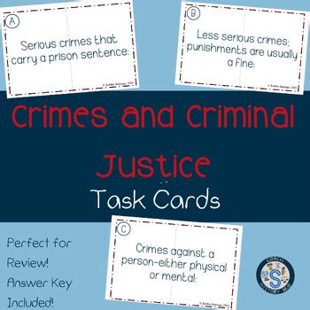 Crimes And Criminal Justice Task Cards Centers Stations Activity Printables