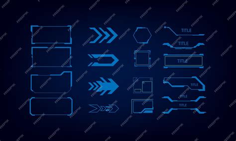 공상 과학 현대 사용자 인터페이스 요소 집합 게임 Ui 벡터 일러스트 레이 션 Eps10에 대 한 좋은 미래 추상 Hud 프리미엄 벡터