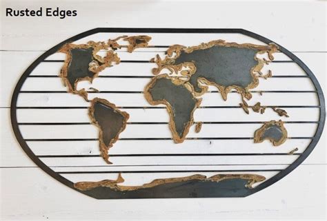 Rustic Metal World Map Magnetic World Map Large World Map Etsy