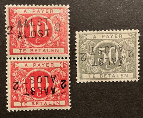 Belgium 1919 Postage Due Stamps With Name Stamp Of Distribution